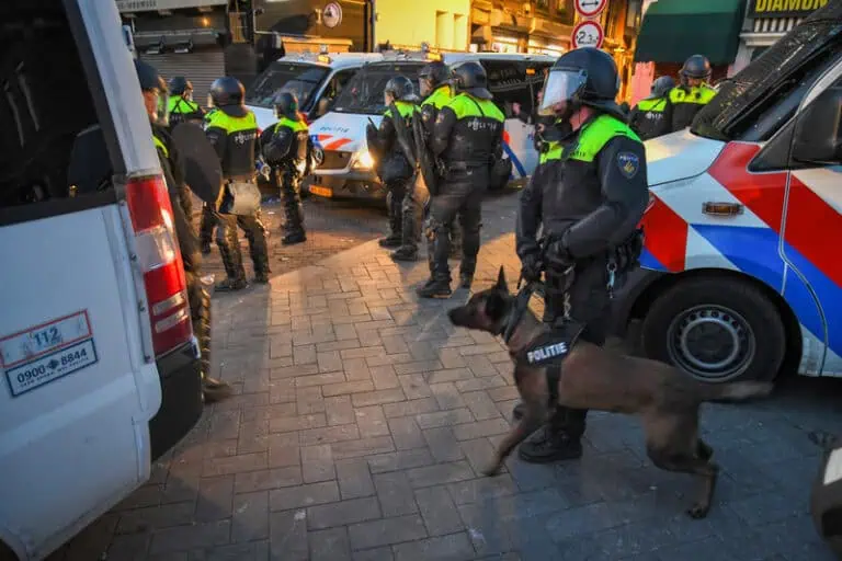 Dutch police were "ambushed" and attacked by fireworks